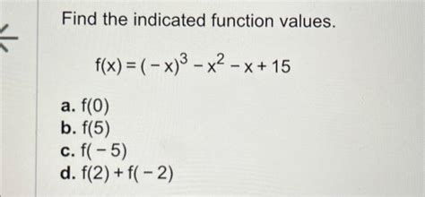 Solved Find the indicated function values. | Chegg.com