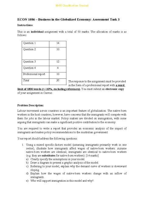 Assessment 3 Instructions 3 Rmit Classification Trusted Econ 1086 Business In The
