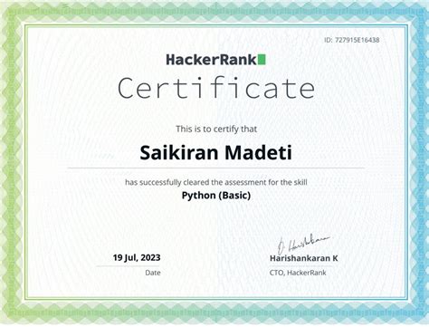Madeti Sai Kiran On Linkedin Pythoncertification