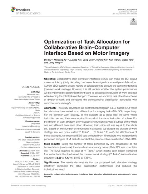 Pdf Optimization Of Task Allocation For Collaborative Braincomputer Interface Based On Motor