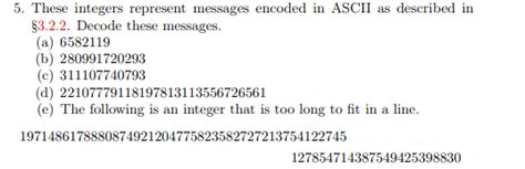 Solved 5 These Integers Represent Messages Encoded In Ascii