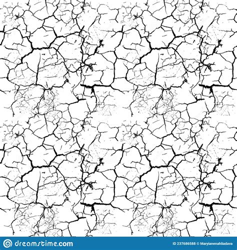 Crack Seamless Pattern Repeating Crackle Texture Black Stone Effect On White Background