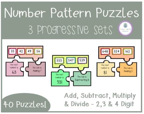 Number Patterns Puzzles Addition Subtraction Multiplication Division