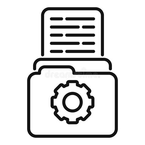 Mail Gear Folder Icon Outline Vector Page Report Stock Illustration