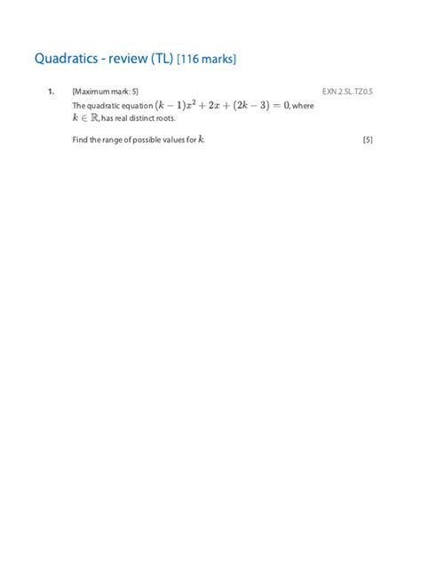 Quadratics Review Tl Pdf Quadratic Equation Mathematical Relations