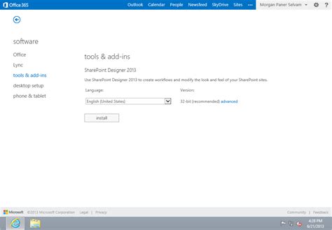 Office 365 Trial Account Example Part 2 “office 365 Menu” Just A Random Microsoft Server