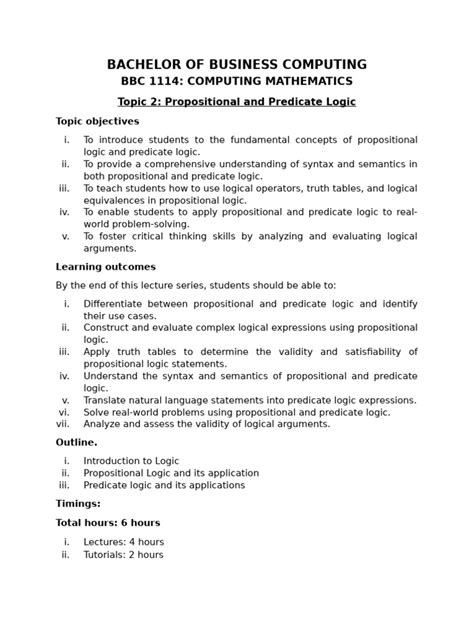 propositional and predicate logic pdf logic first order logic