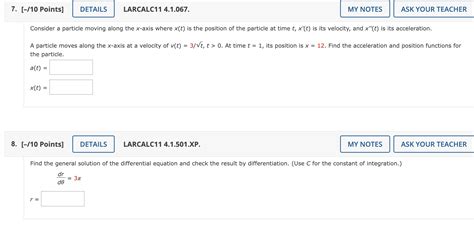 Solved Consider A Particle Moving Along The X Axis Where Chegg