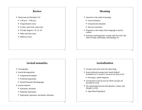 Lecture Slides On Lexical Semantics Fundamentals Of Linguistics