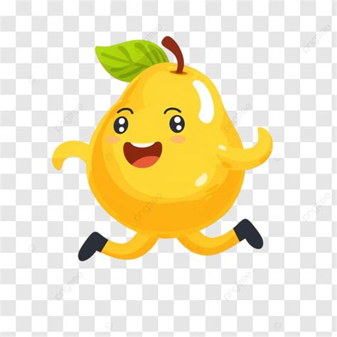 Cute Quince Fruit Character Mascot Running Isolated Cartoon In Flat