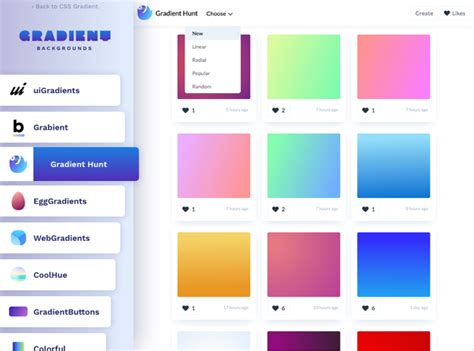 gradient backgrounds 一站式漸層背景產生器，收錄各種服務方便切換