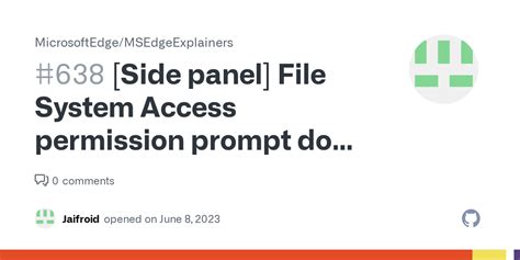 Side Panel File System Access Permission Prompt Does Not Show After