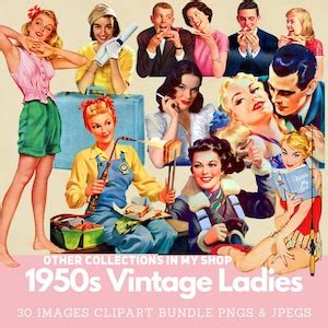 Vintage Shanghai Calendar Girls Clipart Bundle 1930s Chinese Women