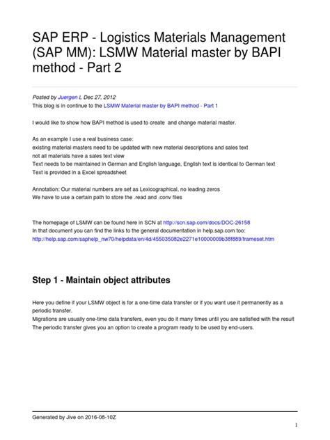 Lsmw Material Master By Bapi Method Part 2 Pdf Computer File