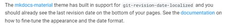 Errors When Trying To Use With Mkdocs Material Issue Timvink Mkdocs Git Revision Date