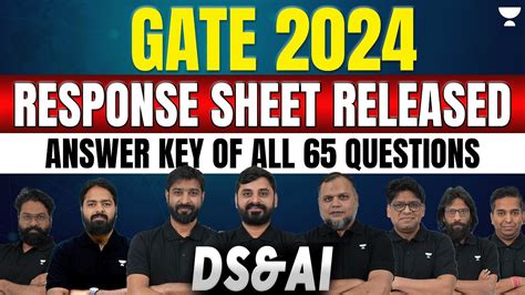 Gate 2024 Dsai Response Sheet Released Answer Key Of All 65 Questions