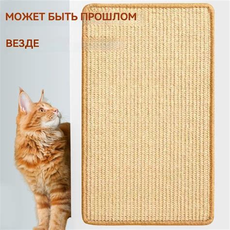 Коврик-когтеточка для кошек, натуральный сизаль, с лентой, для защиты ...