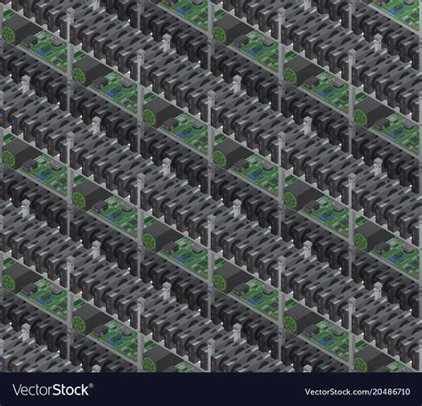 Isometric Crypto Currency Mining Farms Royalty Free Vector