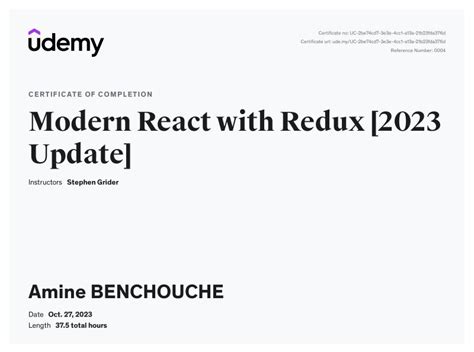 Amine Benchouche On Linkedin React Redux Webdevelopment Learningjourney Udemycompletion