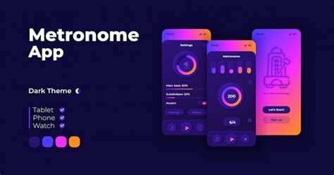 Premium Vector Metronome Application Cartoon Smartphone Interface Templates Set Mobile App