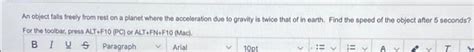 Solved An Object Falls Freely From Rest On A Planet Where