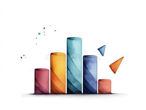 Colorful Watercolor Bar Chart With Upward Arrow Representing Growth And Progress In Data