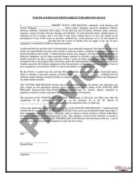 South Carolina Waiver And Release From Liability For Adult For Shooting Range Waiver Liability