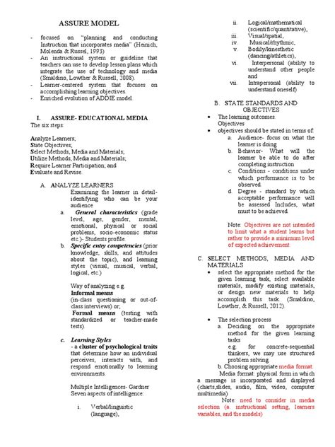 Assure Model Pdf Learning Multimedia