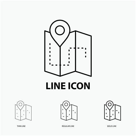 Map Camping Plan Track Location Icon In Thin Regular And Bold Line Style Vector