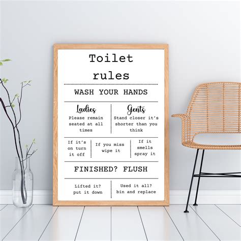 Toilet Rules Printable Digital Download Etsy