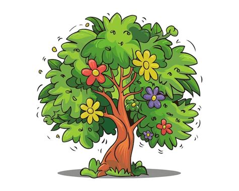 Premium Vector A Drawing Of A Tree With Flowers