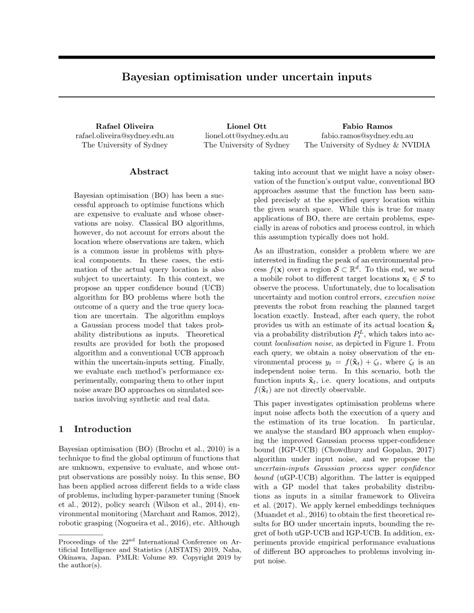 Pdf Bayesian Optimisation Under Uncertain Inputs