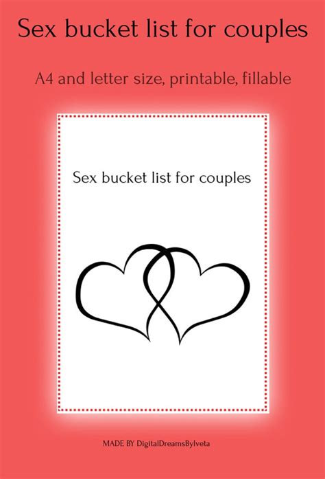 Sex Bucket List For Couples Printable PDF A And Letter Version Fillable Etsy
