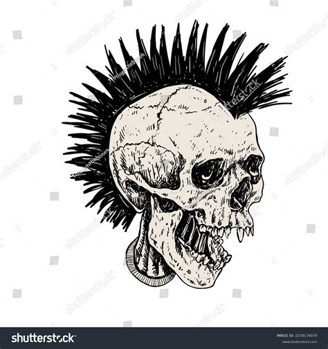 Punk Skull Mohawk Hair Stock Illustration 2238176079 Shutterstock