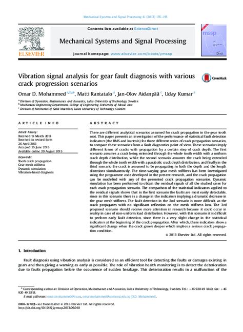Pdf Vibration Signal Analysis For Gear Fault Diagnosis With Various