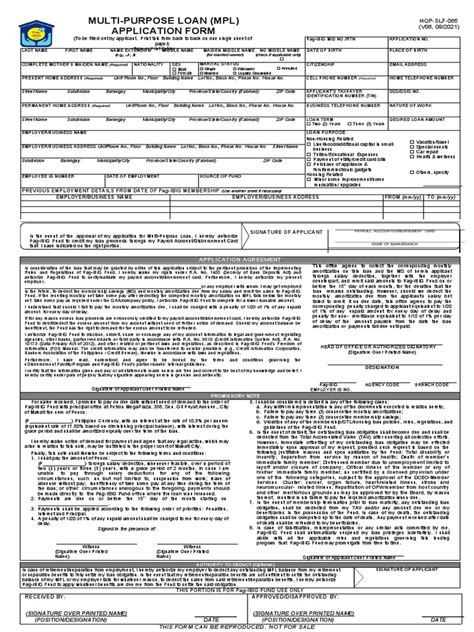 Multi Purpose Loan Mpl Application Form E G Jr Ii For Married Women Check If