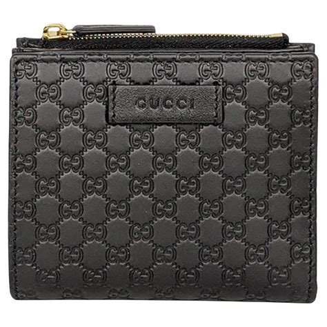 New Gucci Black Micro Gg Guccissima Leather Bifold Wallet For Sale At
