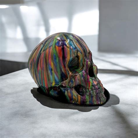 Skull Sculpture Epoxy Drip Art Etsy