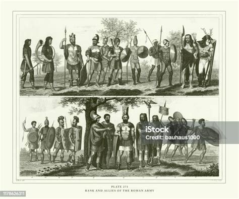 조각 골동품 계급과 로마 군대 의 동맹국 조각 골동품 그림 출판 1851 1850 1859 년에 대한 스톡 벡터 아트 및 기타 이미지 1850 1859 년 19세기
