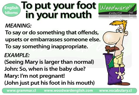 Put Your Foot In Your Mouth Meaning Woodward English Eat Humble
