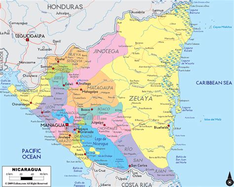 Large Political And Administrative Map Of Nicaragua With Roads Cities