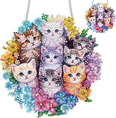 Zariocy Hanging Diamond Art Ornament Cats Kits For Adults