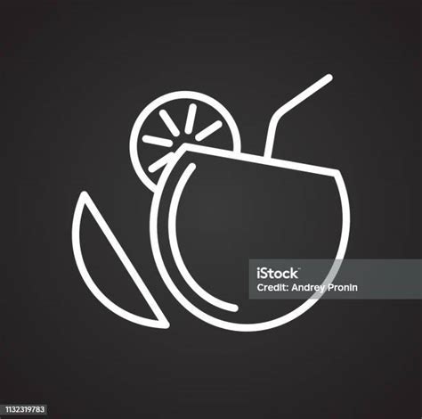 그래픽 및 웹 디자인 현대 간단한 벡터 기호에 대 한 검은 배경에 칵테일 라인 아이콘입니다 인터넷 개념입니다 웹사이트 디자인 웹 버튼 또는 모바일 앱에 대 한 최신 유행