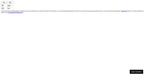 Handsontable Demo Codesandbox