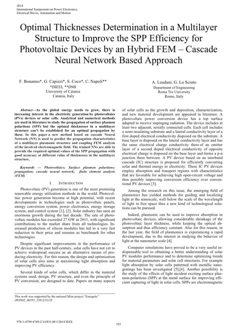 Pdf Optimal Thicknesses Determination In A Multilayer Structure To Improve The Spp Efficiency
