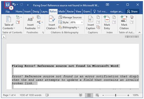 Fixing Error Reference Source Not Found In Microsoft Word