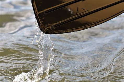 Splashes Of Water After Rowing Oar Stock Image Image Of Wood Blue