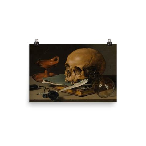 Still Life With A Skull And A Writing Quill Pieter Claesz 1628