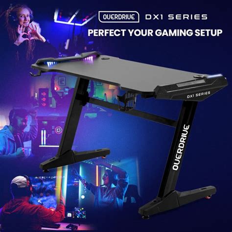 Buy Overdrive Gaming Desk X Cm Carbon Fiber Styling Led Lights Headset Hanger Cup