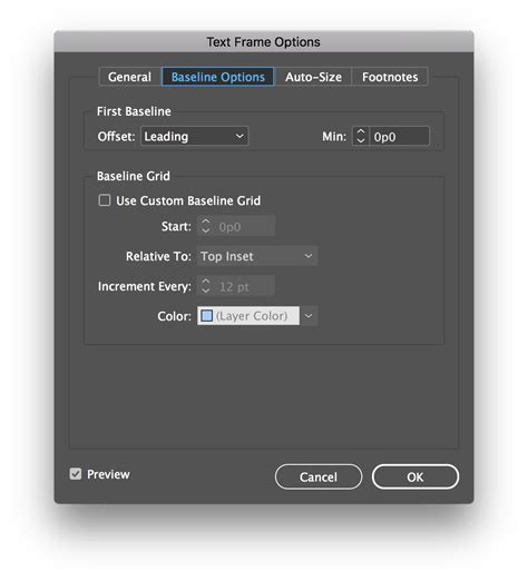 First Baseline Offset Not Being Applied Adobe Indesign